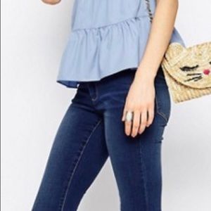 ASOS | Tops | Asos Blue High Neck Sleeveless Button Back Nwt | Poshmark